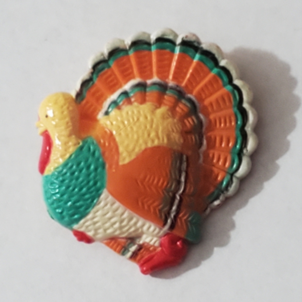 Vintage Thanksgiving Turkey Brooch Pin 80's Gibson Gr… - Gem